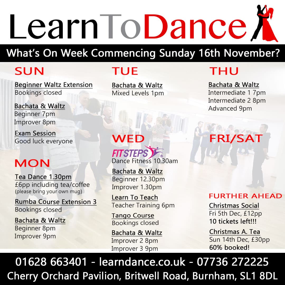 Bachata & Waltz - Weekly Update Sunday 16th November 2025 - Learn To Dance